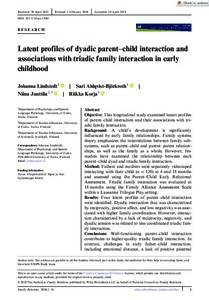 Latent profiles of dyadic parent-child interaction and associations with triadic family ...